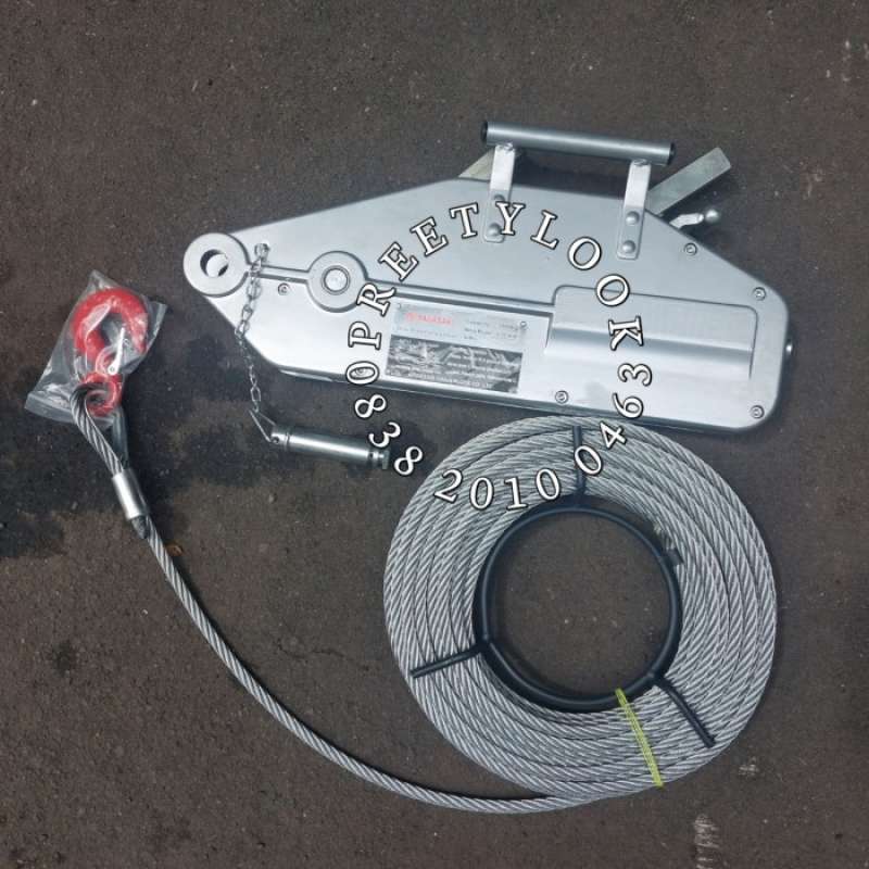 Promo Tirfor Pulling 1.6 Ton 20 Meter Wire Rope Pulling Hoist 1600 Kg ...