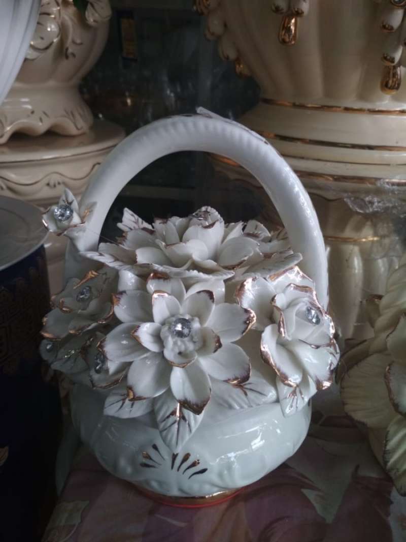 Promo Bunga Keramik Capodimonte Putih Diskon 23% Di Seller Wana Store ...
