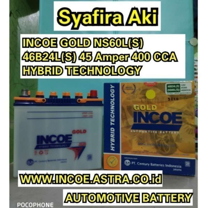 Promo Aki mobil Sienta,Yaris,New Vios INCOE Gold Astra NS60LS 46B24LS 45Ah Diskon 20% di Seller ...