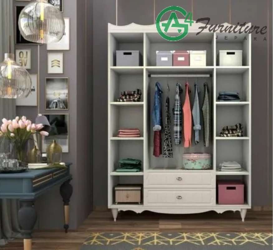 Jual Lemari Pakaian Minimalis Modern Wansu Rangka Kayu Mahoni Di Seller ...