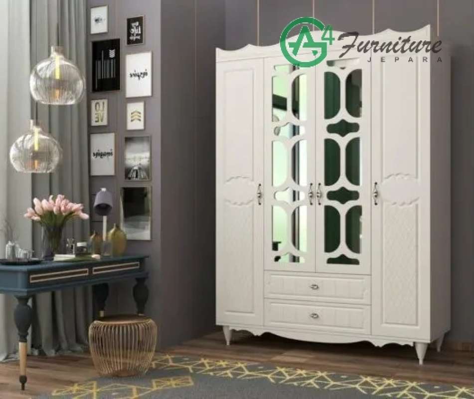 Jual Lemari Pakaian Minimalis Modern Wansu Rangka Kayu Mahoni Di Seller ...