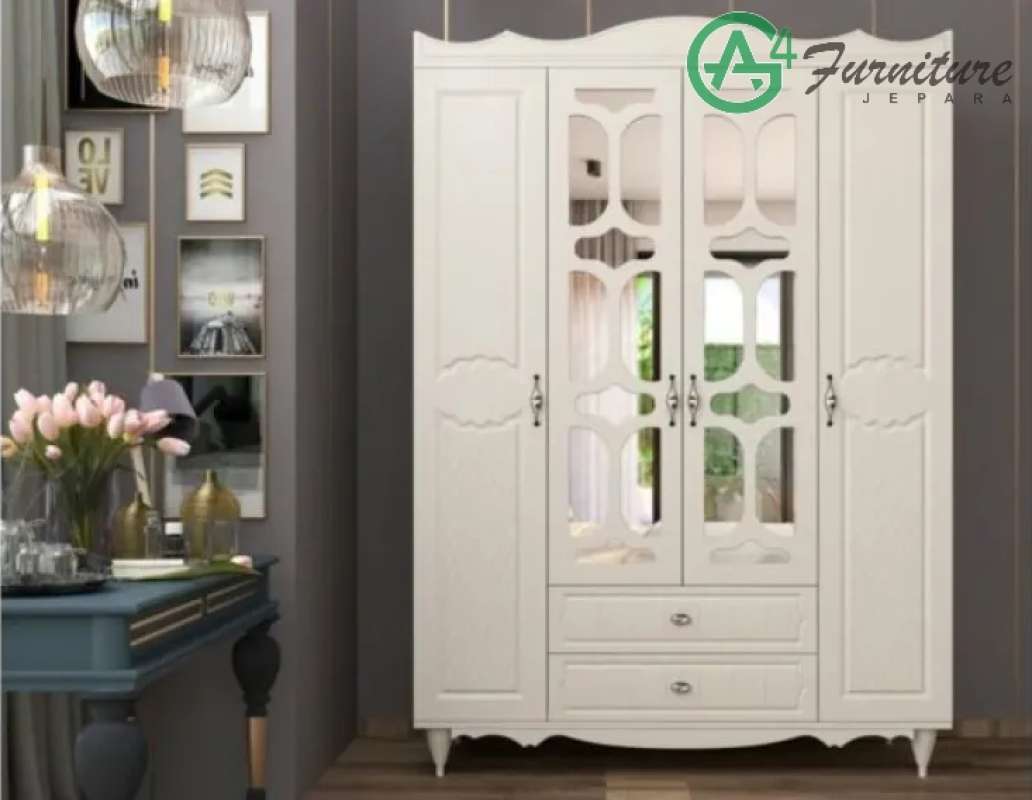 Jual Lemari Pakaian Minimalis Modern Wansu Rangka Kayu Mahoni Di Seller ...