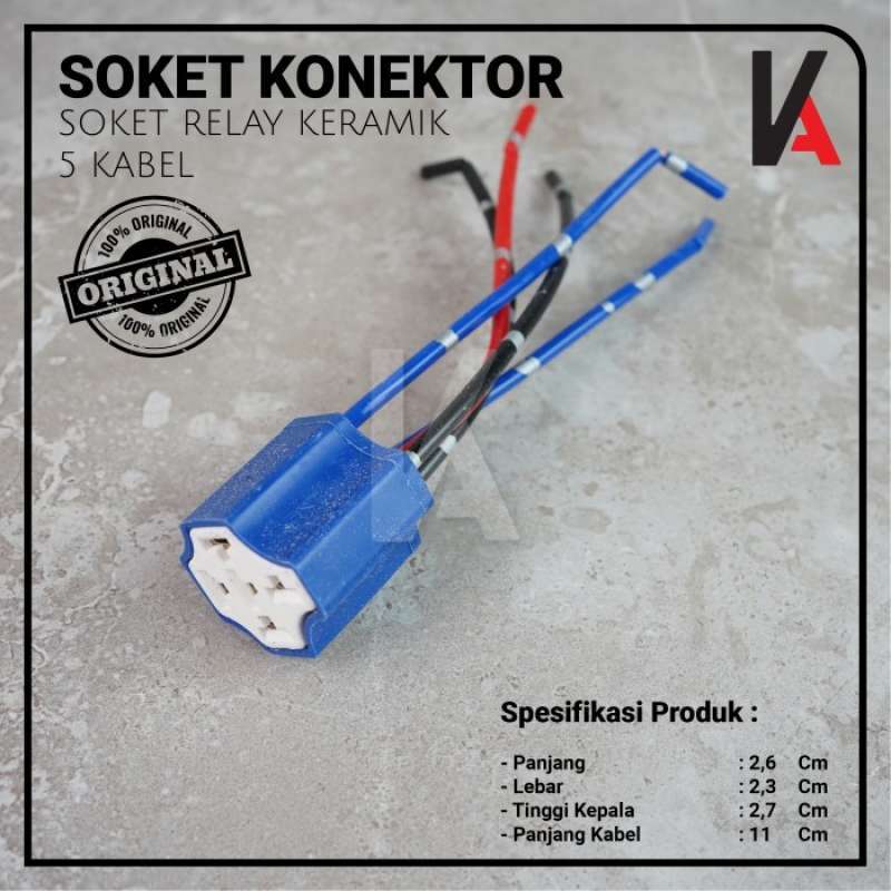 Promo Soket Relay Keramik 5 Kaki + Kabel / Rumah Relay Socket Relay ...