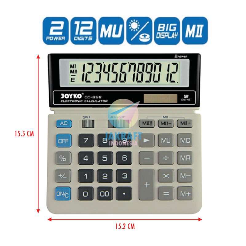 Promo Kalkulator Calculator 12 Digit Milyar JOYKO Ala Citizen SDC-868L ...