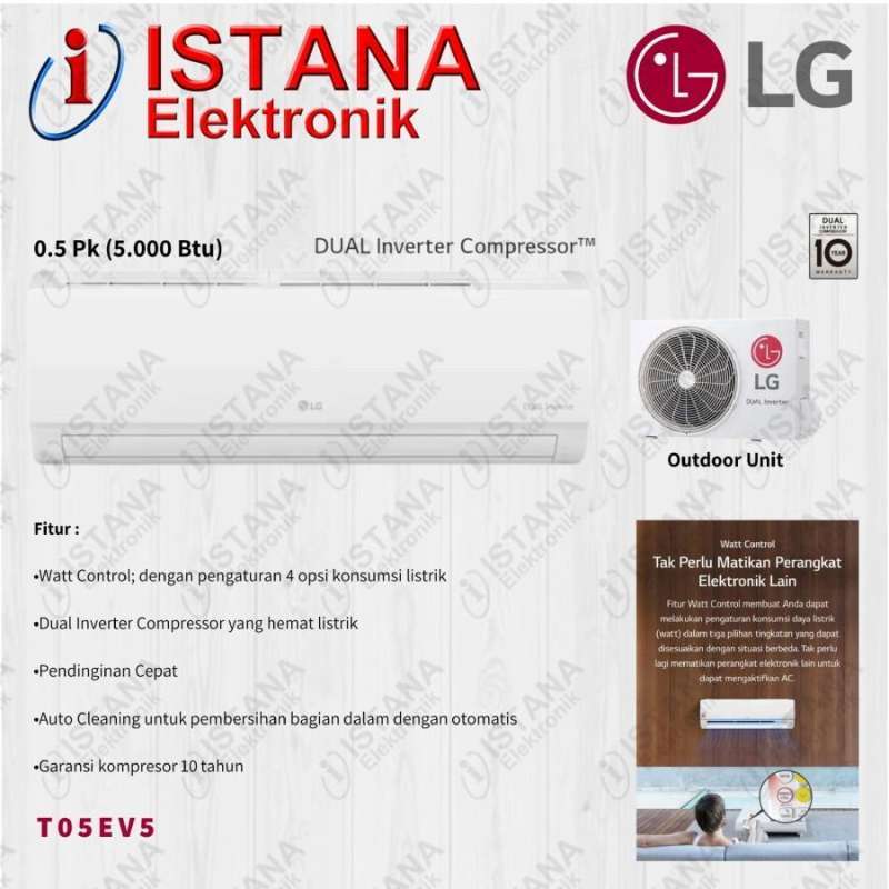 Jual LG AC DUAL INVERTER WATT CONTROL 0.5 PK T05EV5 di Seller Istana Elektronik Palembang - 20 ...