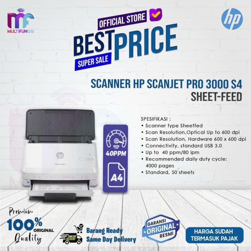 Promo Scanner Hp Scanjet Pro 3000 S4 Sheet-Feed Diskon 23% di Seller ...