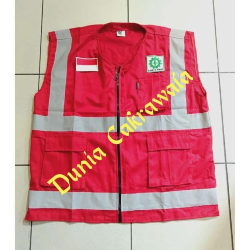 Promo Rompi Safety Bahan Drill Plus Logo K3 Dan Logo Bendera / Rompi ...