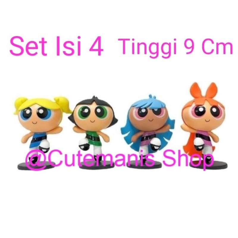 Promo The Powerpuff Girls Figure Cartoon Anime Power Puff Girl Topper Cake Set 4 Diskon 9 Di