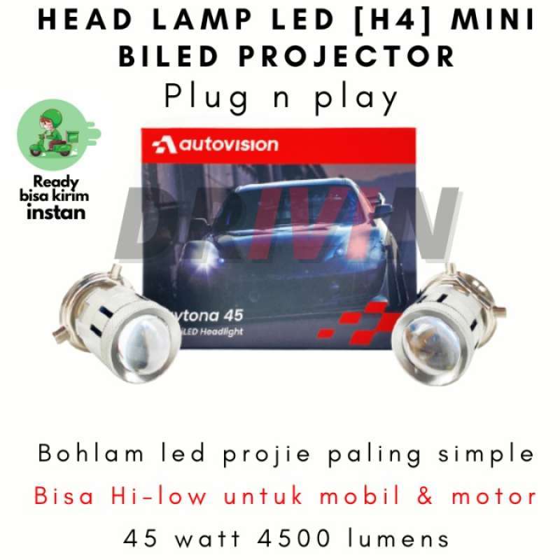 Promo Led H4 Mini Biled Projector Hi-lo Lampu Mini Projie Mobil / Motor ...