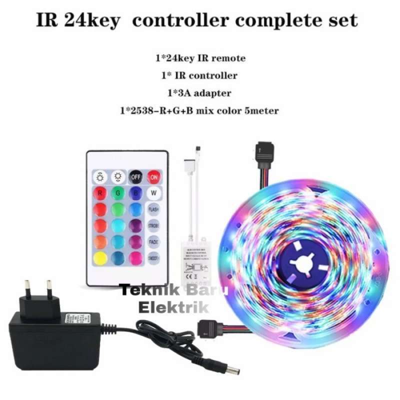 Promo Paket Lampu Led Strip RGB 3528 IP44 5M SET LENGKAP DIY WARNA ...