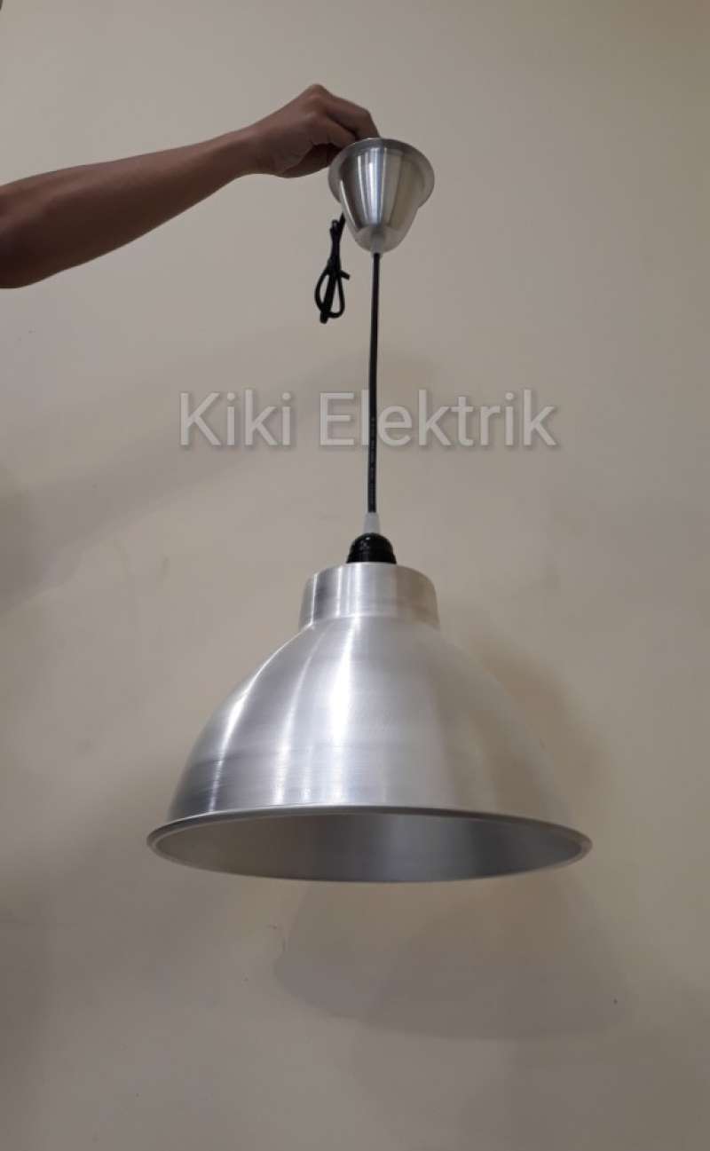 Promo Kap Lampu Gantung Industri Silver Diameter 30 Cm + Fitting E27 Komplit Diskon 23% Di ...