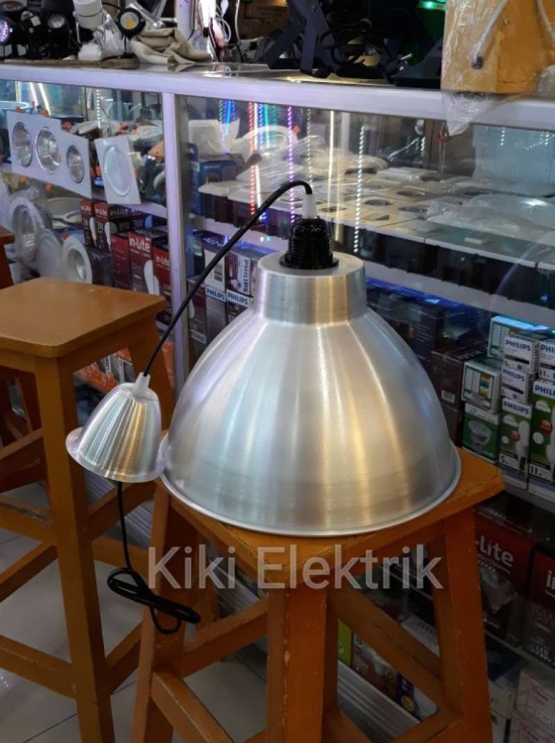 Promo Kap Lampu Gantung Industri Silver Diameter 30 Cm + Fitting E27 Komplit Diskon 23% Di ...