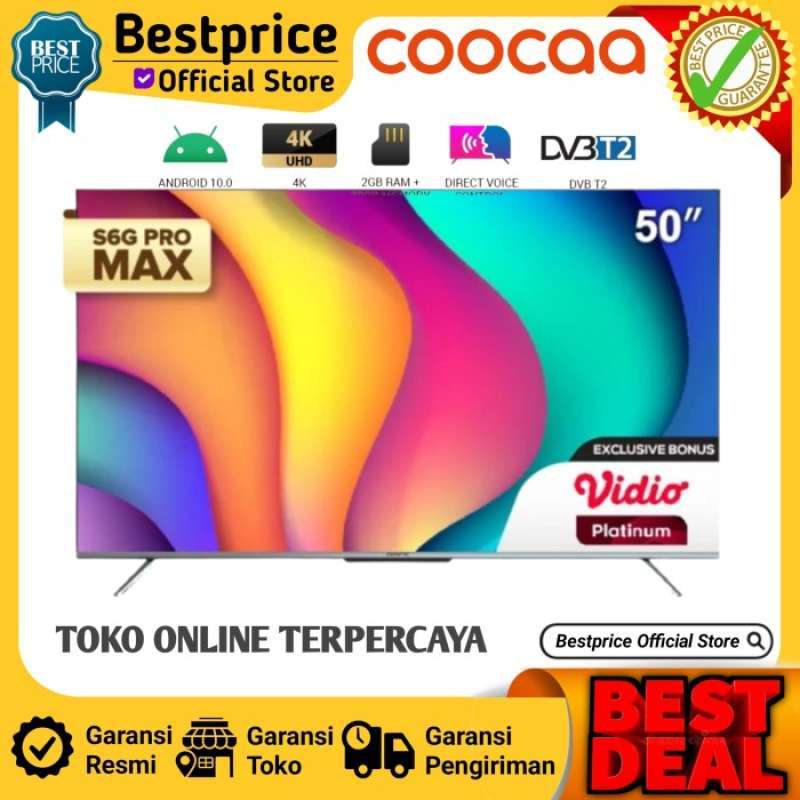 Promo Led Tv Coocaa 50 Inch 4k Uhd Android 10 || Tv Coocaa 50s6g Pro Diskon 23% Di Seller Pt ...