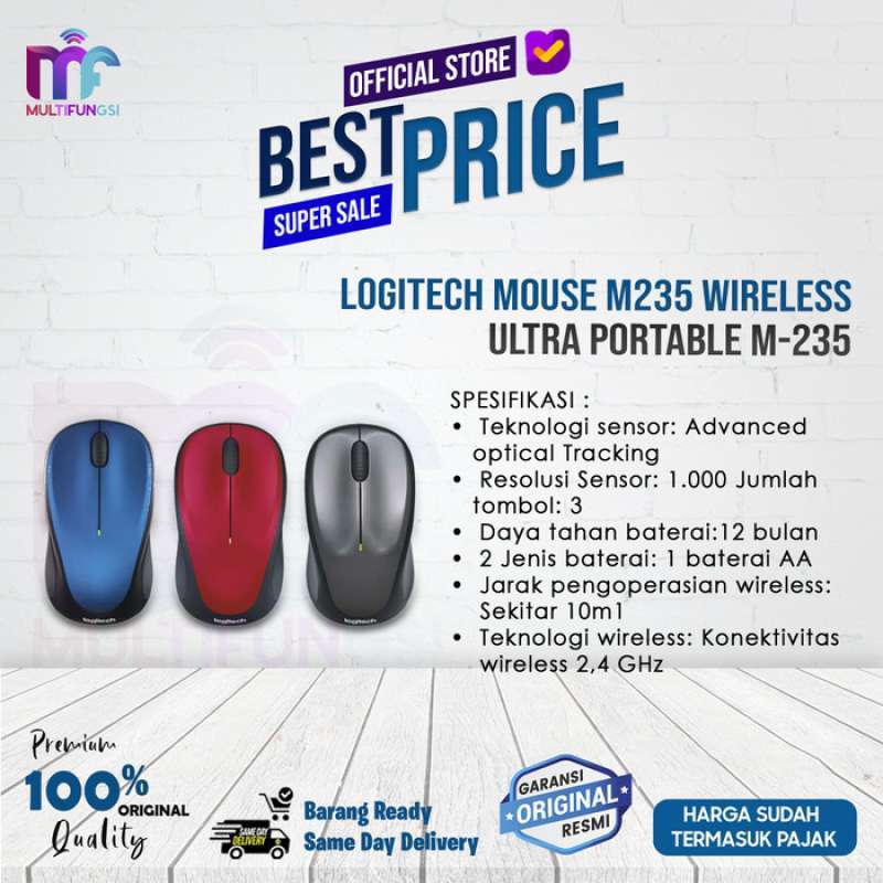 Promo Logitech Mouse M235 Wireless Ultra Portable M-235 Biru Baja ...