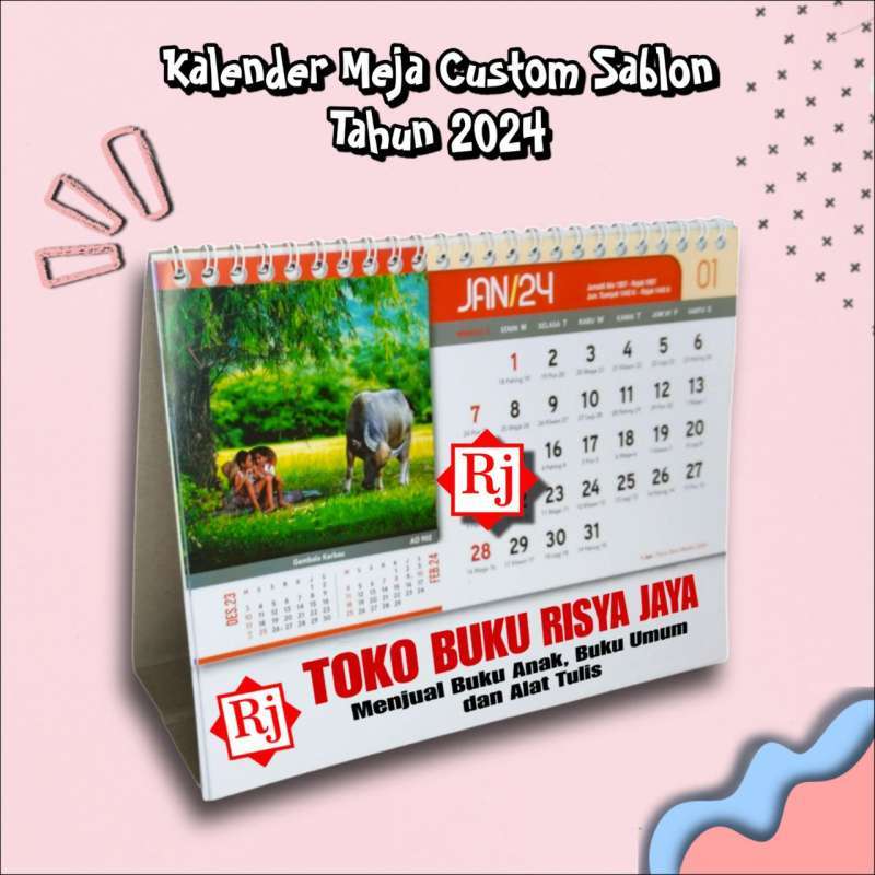 Promo Kalender Custom Sablon Kalender Meja Tahun 2024 (Minimal Order 50 ...
