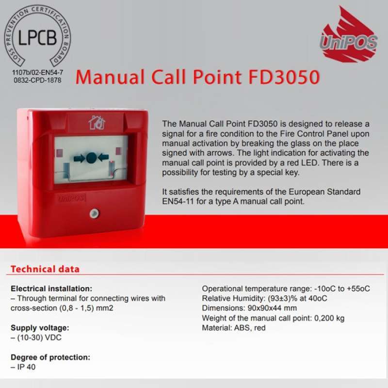 Promo Fire Alarm-UniPos-Conventional-Manual Call Point/Break Glass-FD ...