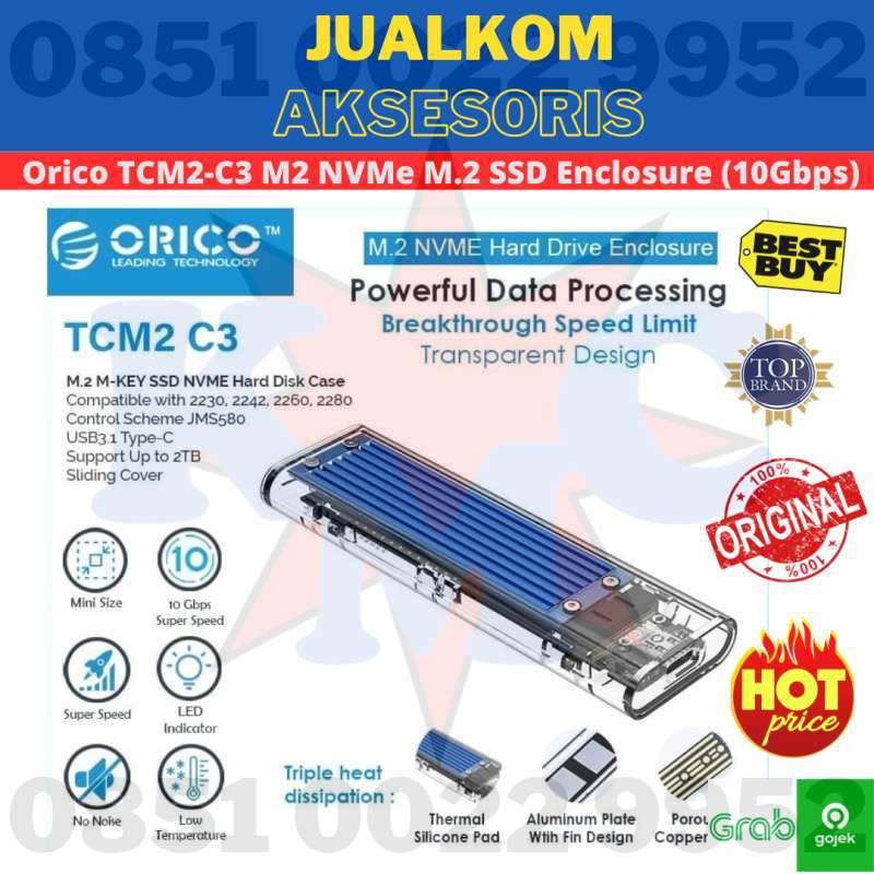 Promo Orico TCM2-C3 M2 NVMe M.2 SSD Enclosure (10Gbps) - Red Diskon 3% ...