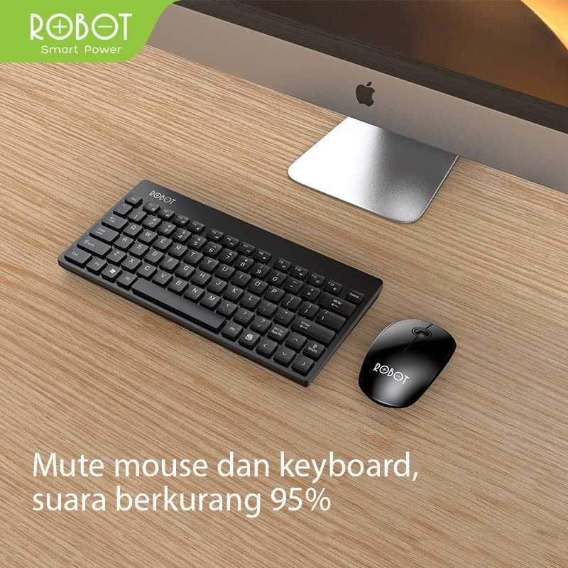 Promo KEYBOARD MOUSE ROBOT KM3000 MINI WIRELESS KEYBOARD & MOUSE SILENT ...