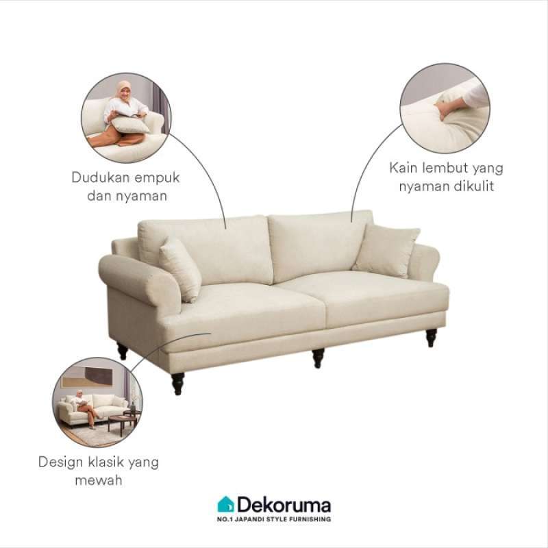 Promo Dekoruma Haiku Sofa Tamu Minimalis Japandi 3 Dudukan / Sofa 3 Seater Diskon 20% Di Seller ...