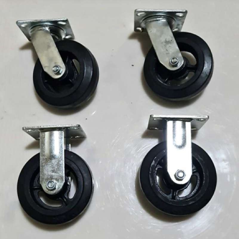 Promo Roda caster rubber 5 inch hidup mati/ roda karet 5 inch heavyduty ...