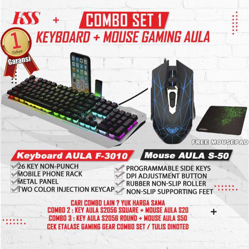 Promo Combo Aula Gaming Keyboard F3010 Dan Mouse Aula S50 Lighting Led ...