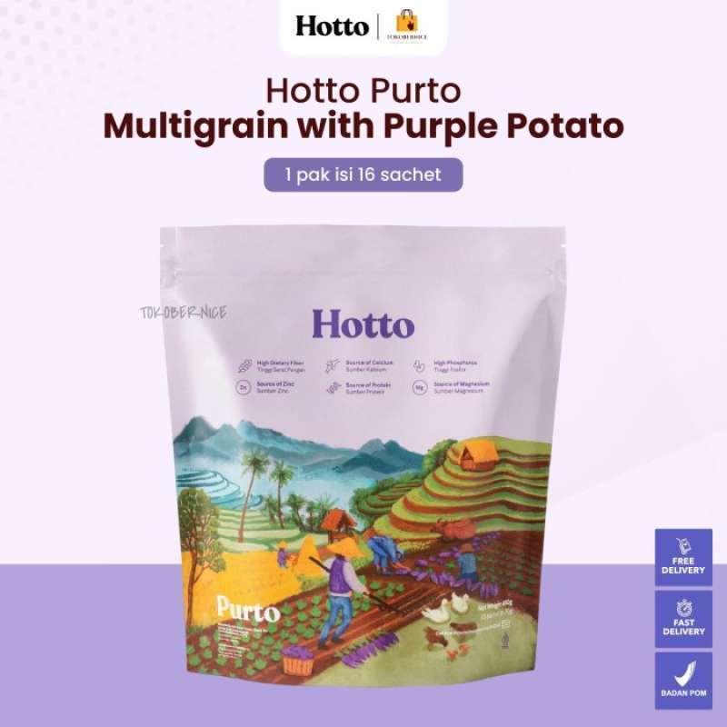 Promo Hotto Purto Multigrain with Purple Potato Pouch @16 Sachet Diskon ...