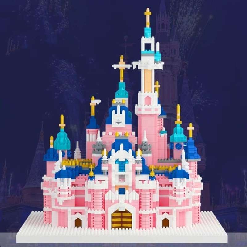 Jual Fantasy Castle Nano Block Istana Disneyland Mini Blok Pink Castle ...