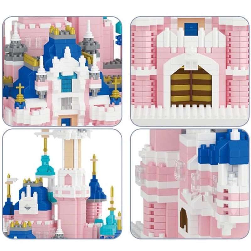 Jual Fantasy Castle Nano Block Istana Disneyland Mini Blok Pink Castle ...
