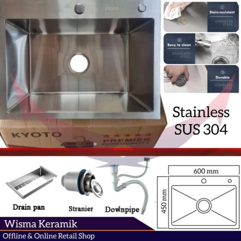 Jual Kitchen Sink Stainless Sus 304 Ukuran 6045 Tebal 3 Mm Model ...