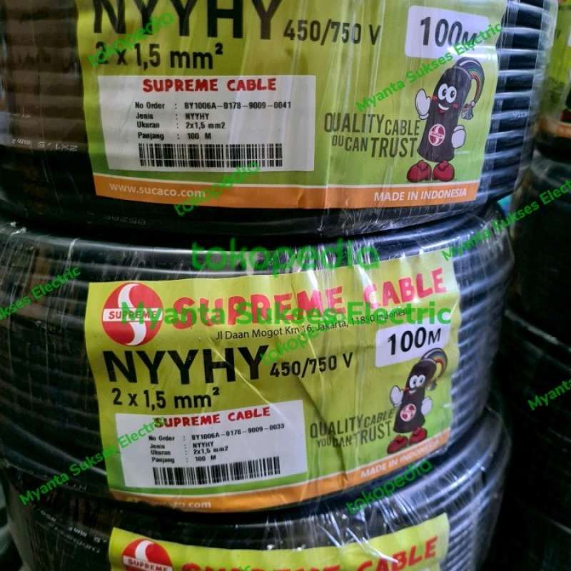 Promo Kabel Listrik NYYHY 2x1,5mm Roll 100m Diskon 23% di Seller Lixia ...