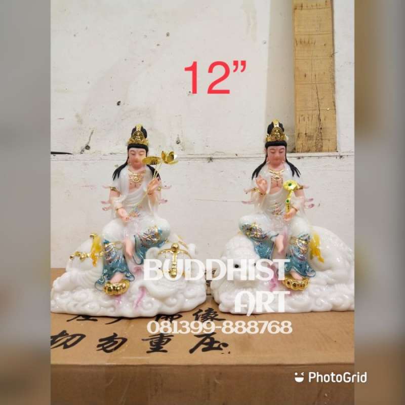 Promo Patung budha wen su pu sa pu sian pu sa bhn mammer putih 12 inch ...