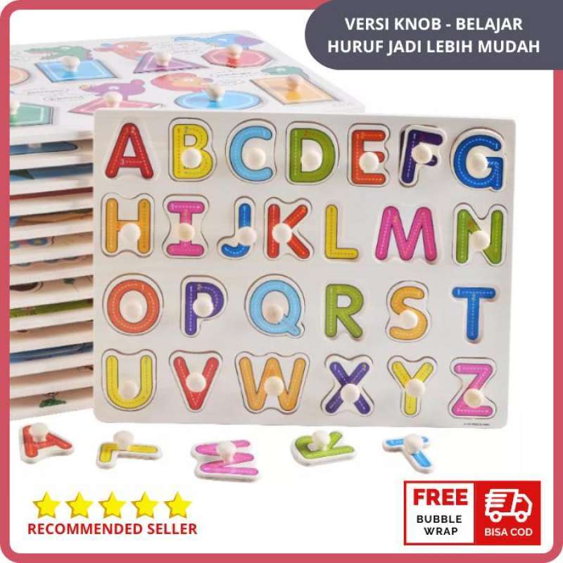 Jual Mainan Anak Edukasi Edukatif Puzzle Kayu Huruf Besar Alfabet Paud ...
