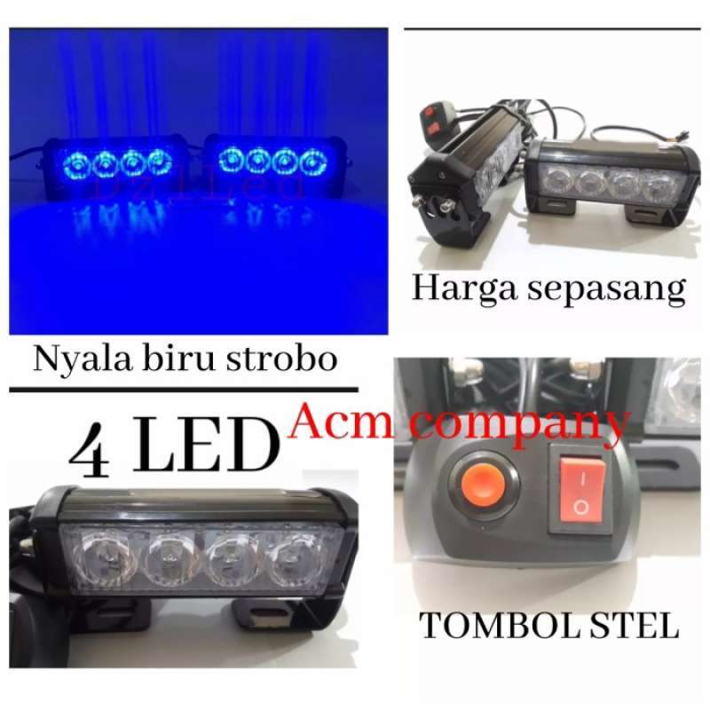 Promo Lampu Strobo 4 mata led 8 Mode 2x4 Motor Mobil Diskon 23% di ...