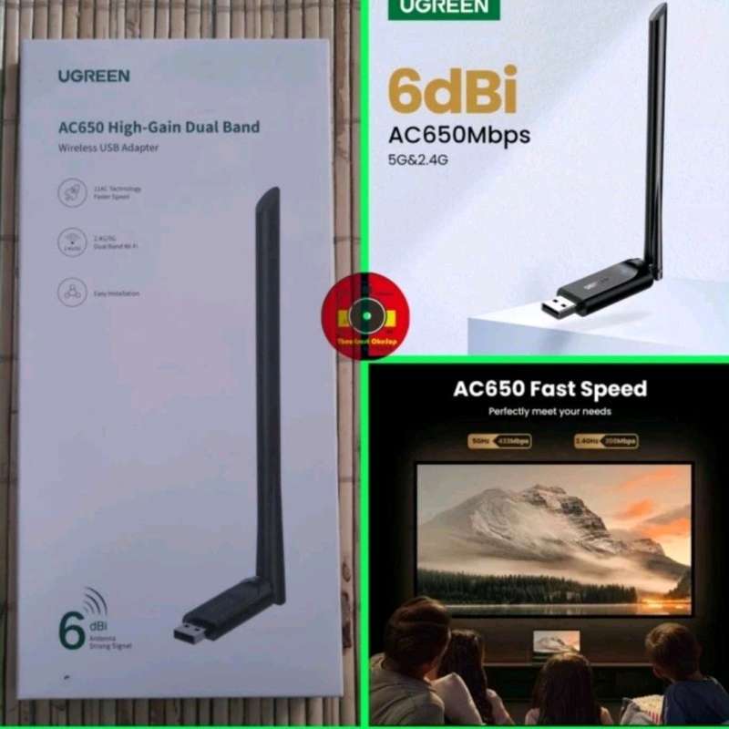 Jual Ugreen Ac650 6dbi Usb 2.4ghz 5ghz Adapter Wifi Reciever 90339 Di ...