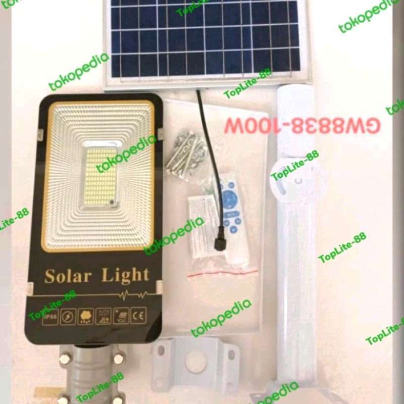 Promo Lampu Jalan Led 100W 100Watt PJU Solar Cell Tiang 2 in 1 Tenaga ...