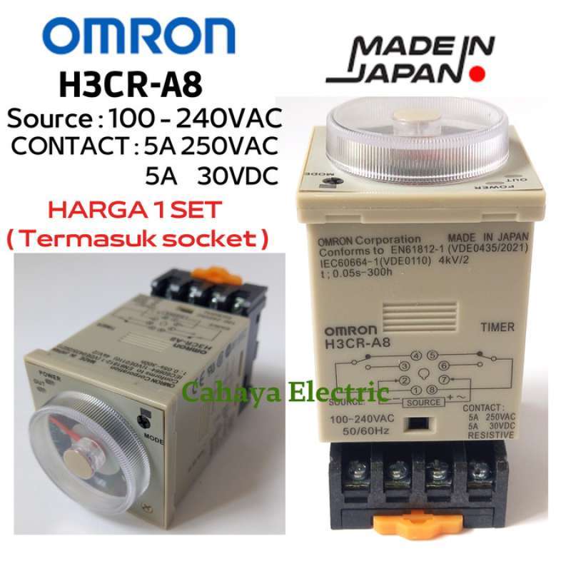 Promo H3CR- A8 TIMER OMRON 220VAC MADE IN JAPAN + SOCKET - LORENA ...