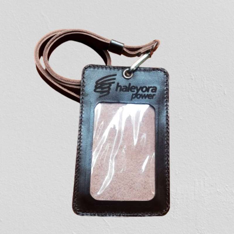 Jual Name Tag Id card Kulit Asli Sapi Logo Haleyora Power Brown ...