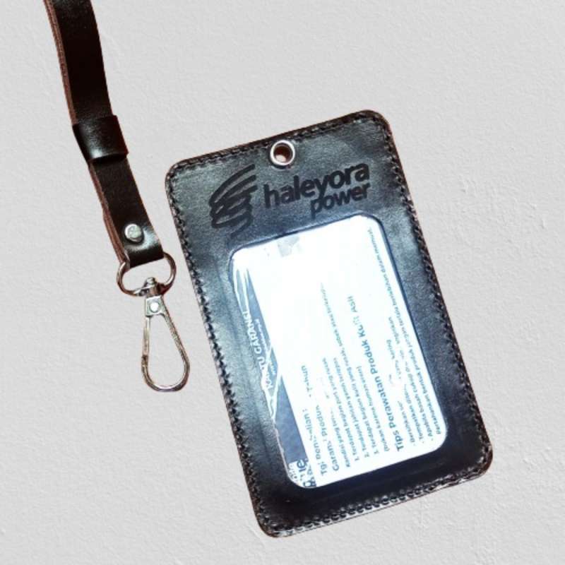 Jual Name Tag Id card Kulit Asli Sapi Logo Haleyora Power Brown ...