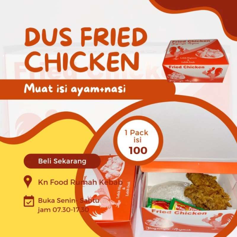 Promo Dus Fried Chicken Ivory 100 Lembar Model Kuncian Box Ayam Goreng ...