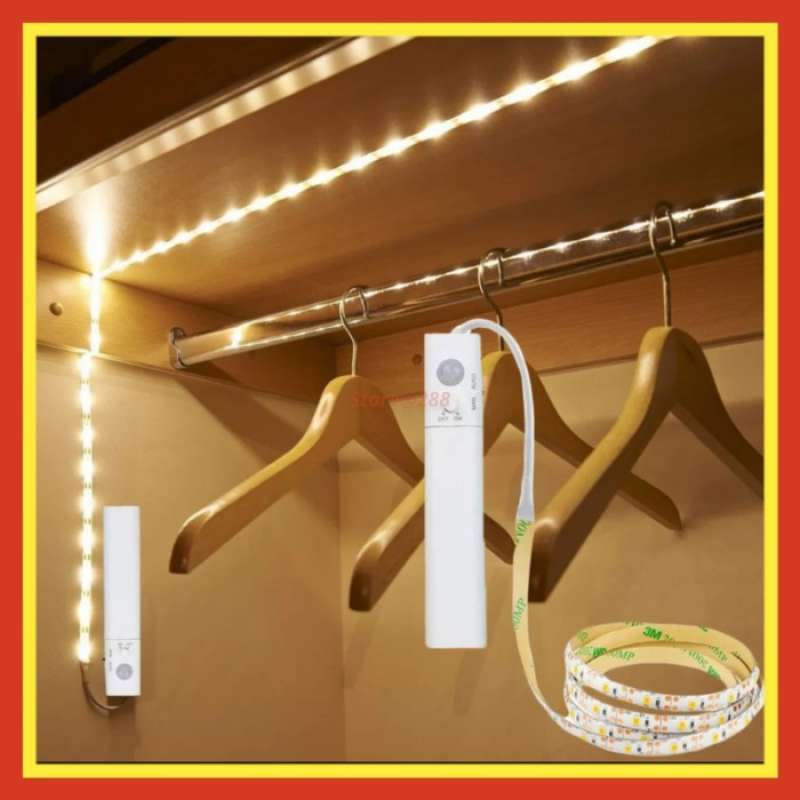 Promo PROMO LAMPU LED STRIP SENSOR GERAK LEMARI POWER USB BATERAI KITCHEN WARDROBE 3 Meter