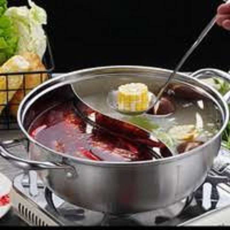 Jual Sale Suki Pan Hot Pot - Panci Shabu 28cm Tutup Kaca Panci Shabu 2 ...