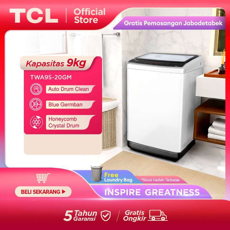 Promo Tcl Mesin Cuci Top Loading 9 Kg Twa95-20gm - Honeycomb Crystal ...
