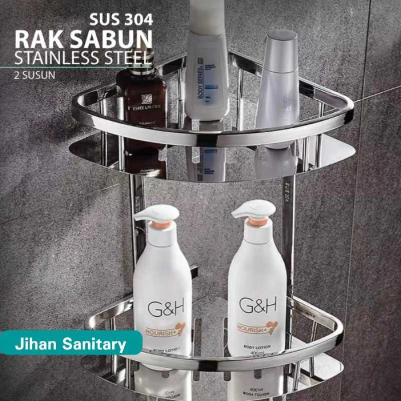 Jual Rak sabun 2 Susun Sudut Kamar Mandi Rak Serbaguna Stainless ...