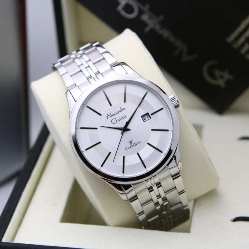 Jual Alexandre Christie Ac 8348 Ac8384 Pria Silver White Original Di ...