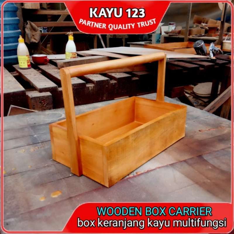 Jual Wooden Box Carrier 35x20x10 Cm Keranjang Kayu Multifungsi di ...