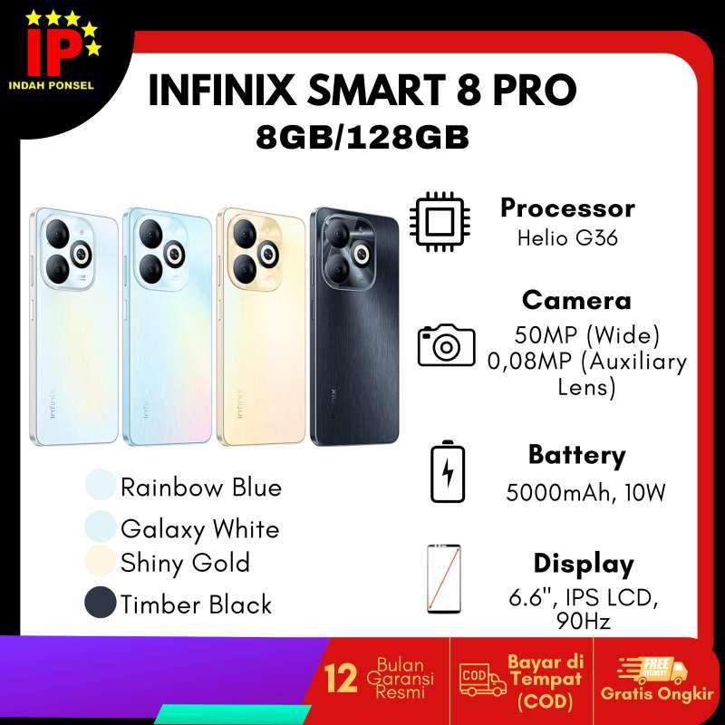 Promo INFINIX SMART 8 PRO RAM 8GB/128GB GARANSI RESMI NASIONAL Diskon ...