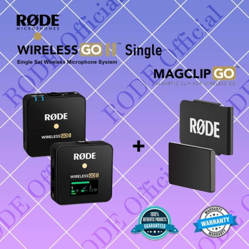 Promo RODE WIRELESS GO II SINGLE SET COMPACT WIRELESS MICROPHONE SYSTEM - - BUNDLE 1MAGCLIP ...