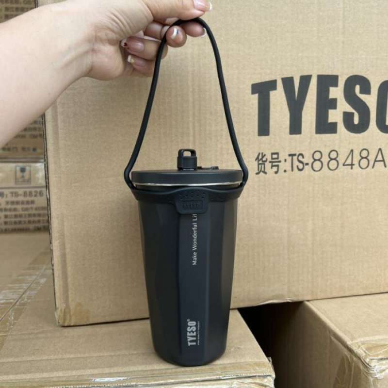 Promo TUMBLER SEDOTAN STAINLESS 600ML TYESO FREE BELT TAHAN PANAS DAN DINGIN - Hitam Diskon 50% ...