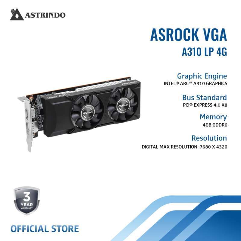 Jual Asrock Vga Intel Arc A310 Low Profile 4gb Graphics Card Gddr6 Di ...