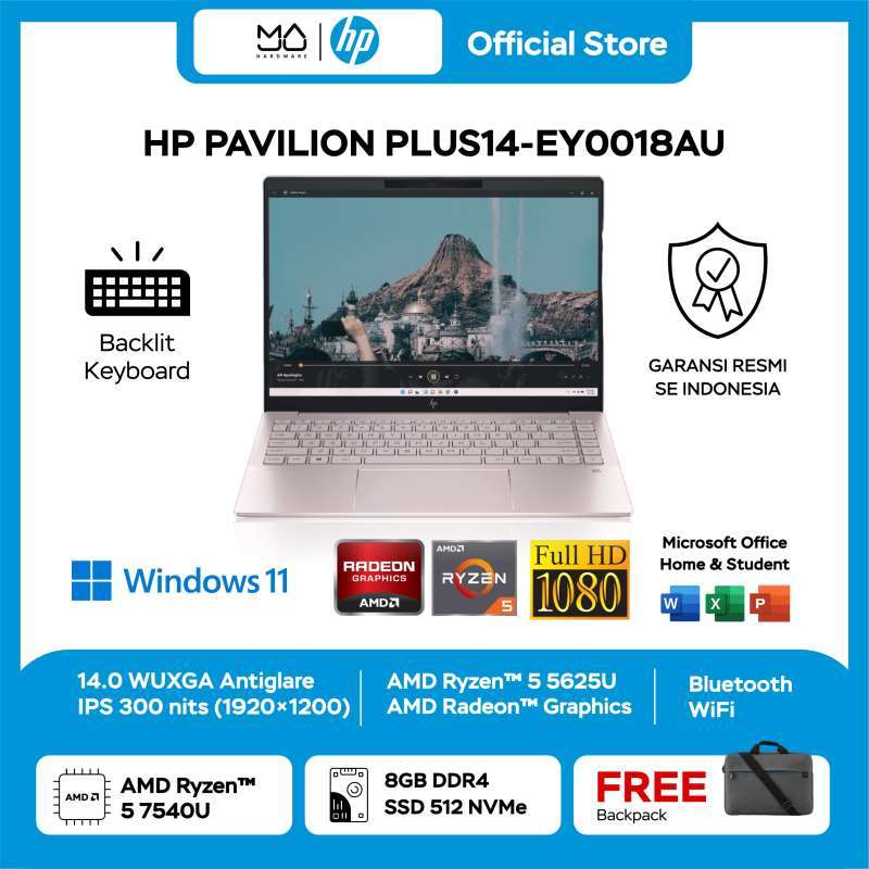 Jual Laptop HP Pavilion Plus 14 Ryzen 5 7540U 16GB SSD 512GB 14″ WUXGA ...